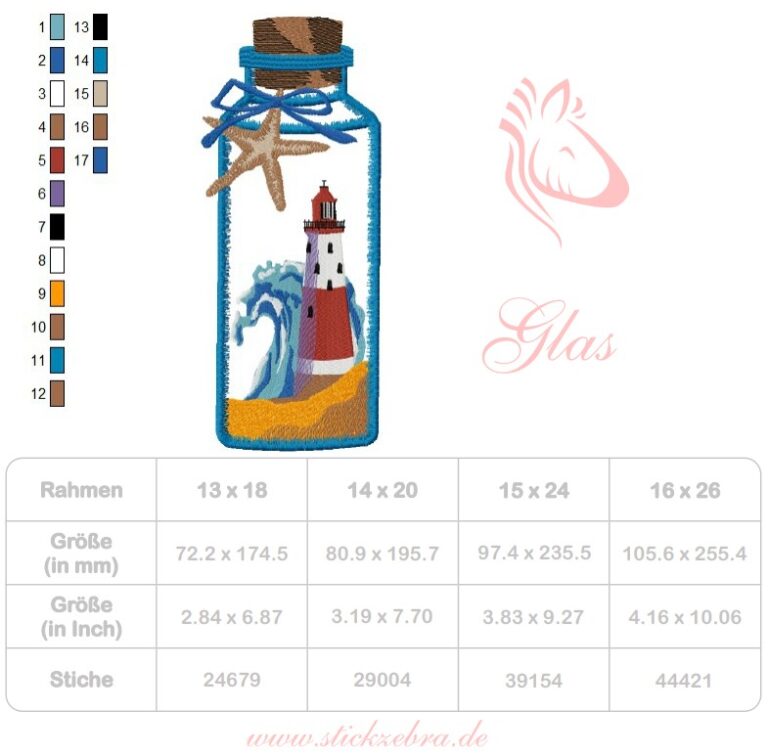 Leuchtturm im Maritimen Design - StickZebra - professionelle Stickdateien